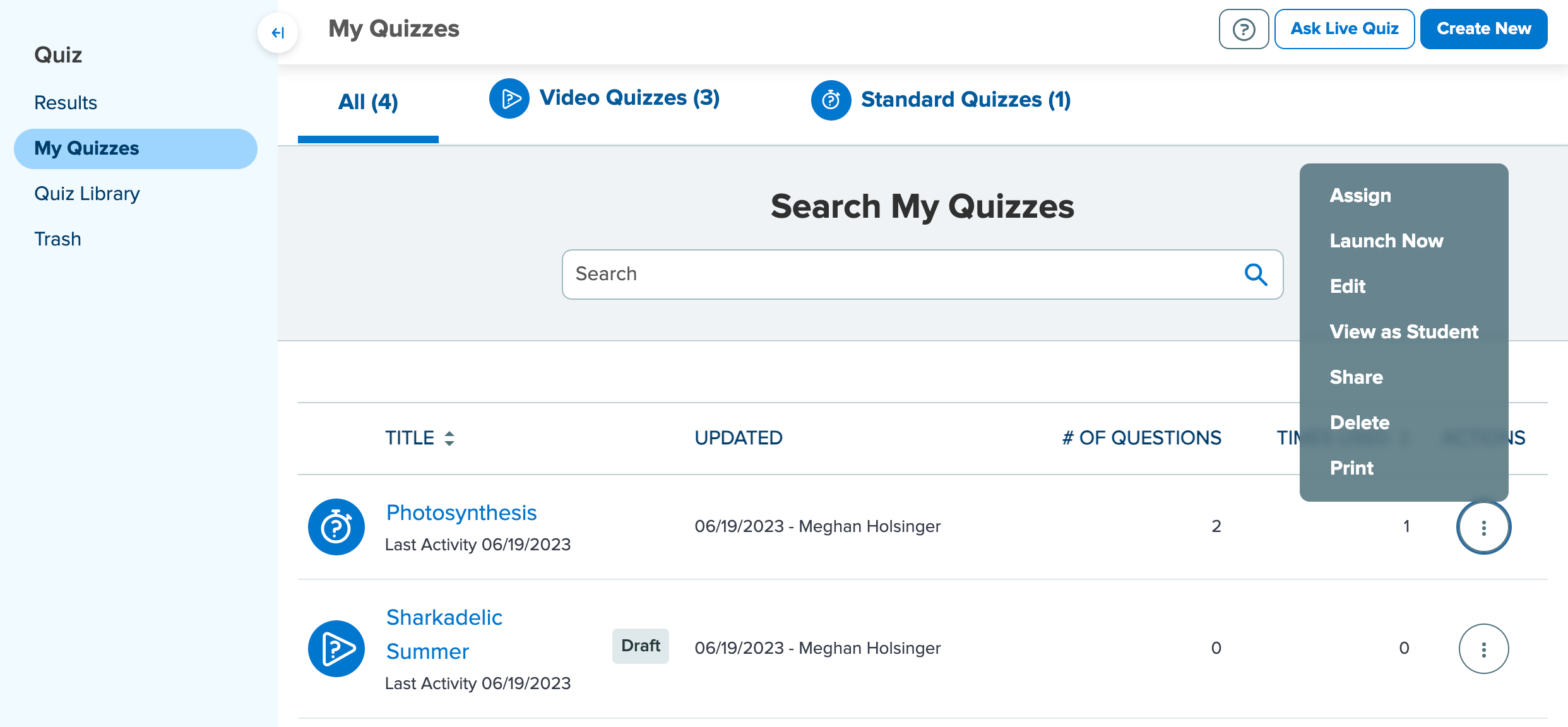 Quick Start Guide to Quiz – Discovery Education Help Center