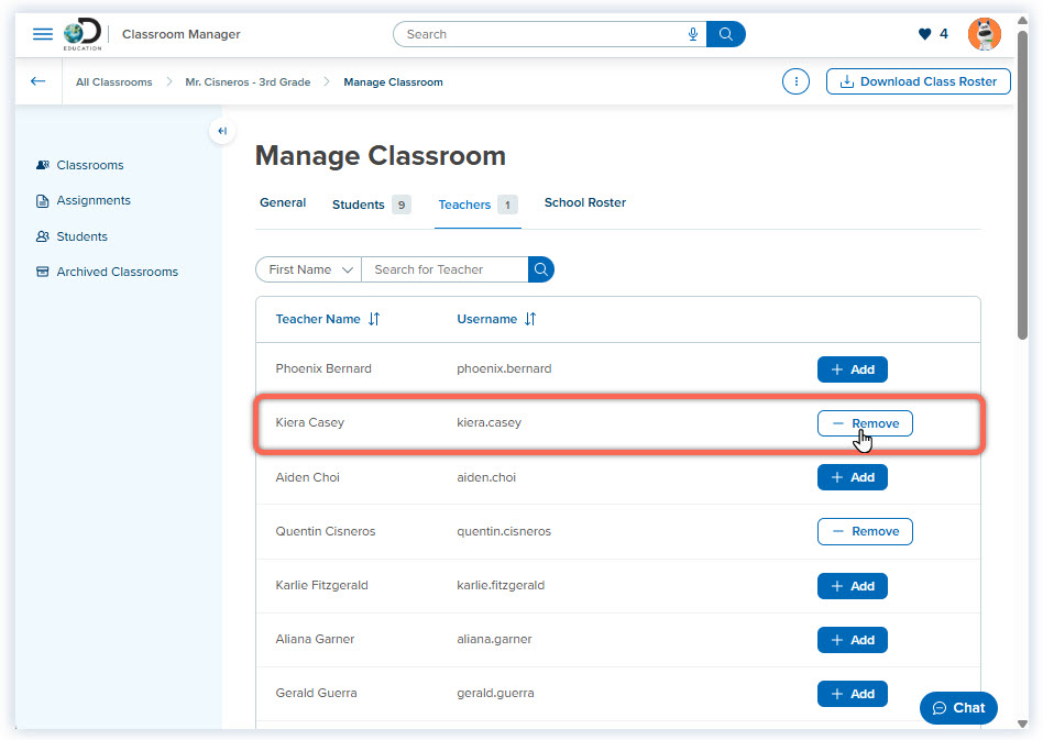 Manually Remove a Teacher from a Classroom – Discovery Education Help Center