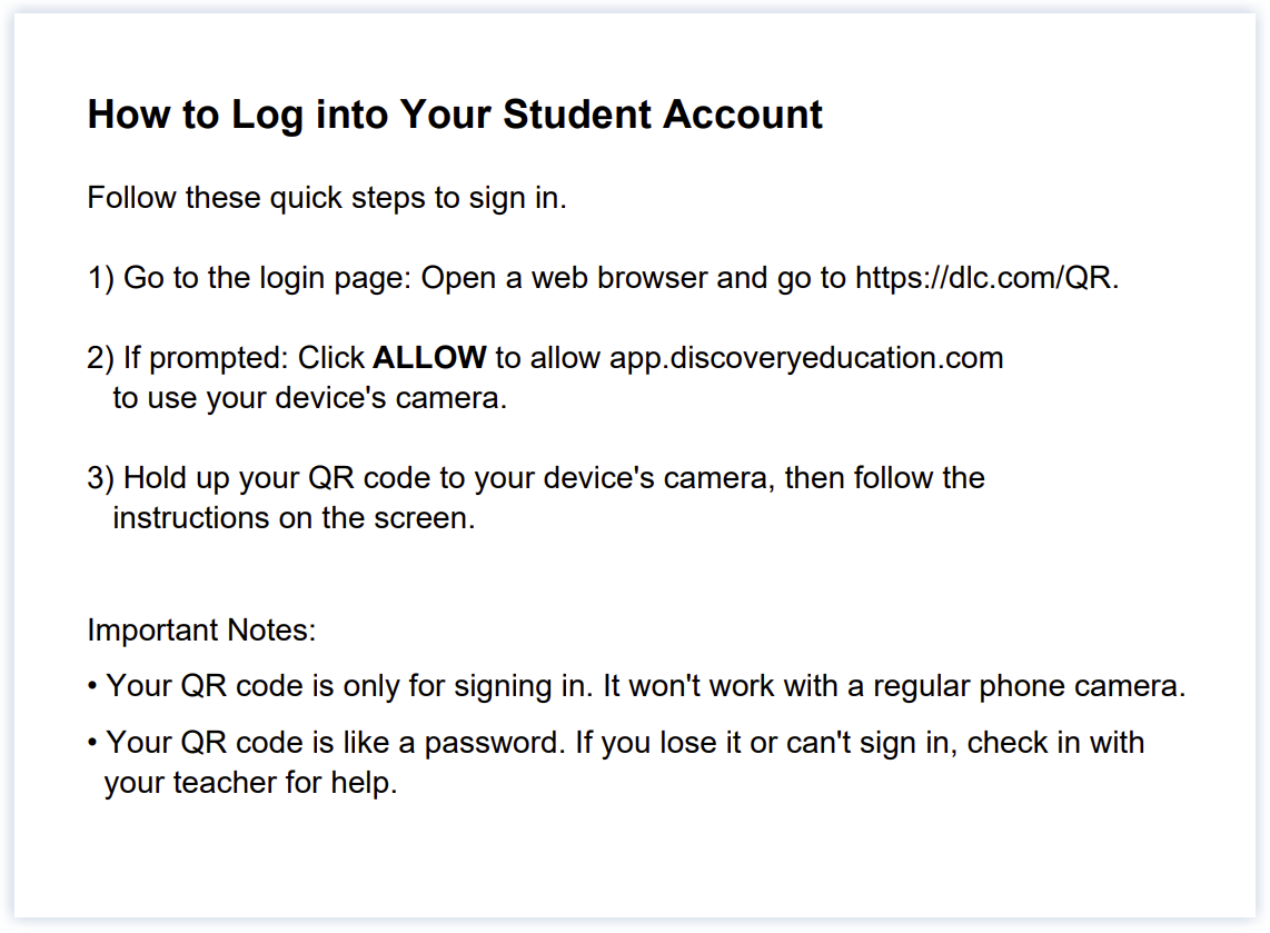 QR Code Student Logins – Discovery Education Help Center